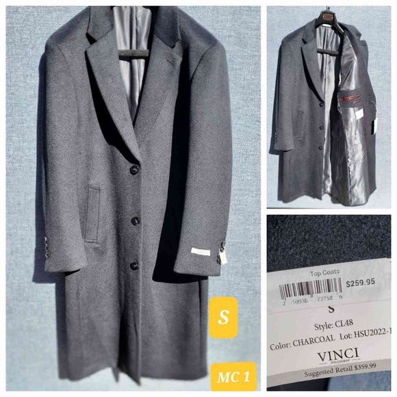 Vinci | Jackets & Coats | Trench Coat Charcoal S Full Length 48 Top ...